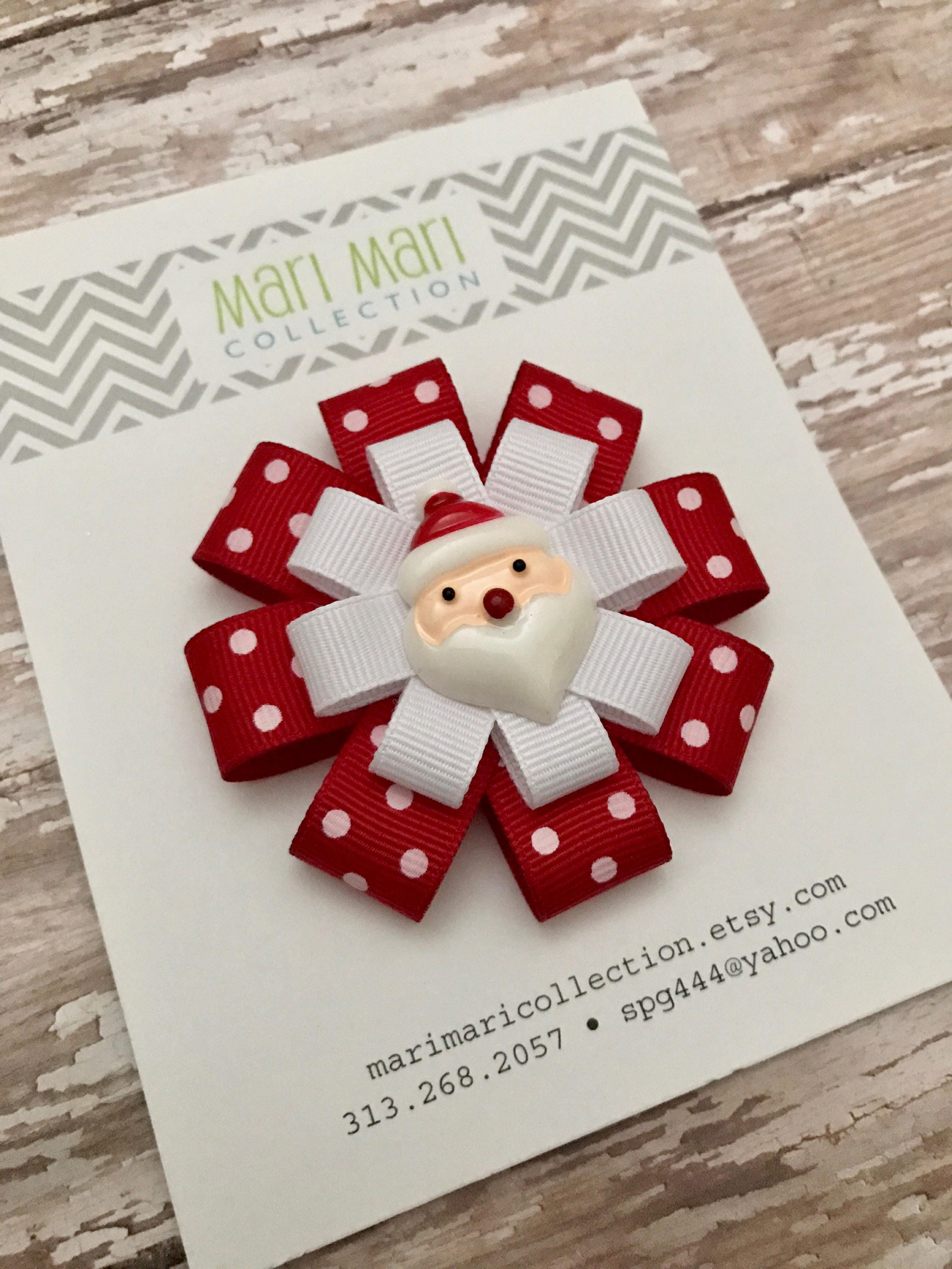 Christmas Santa Hair Bow Christmas Bows for Girls Santa | Etsy