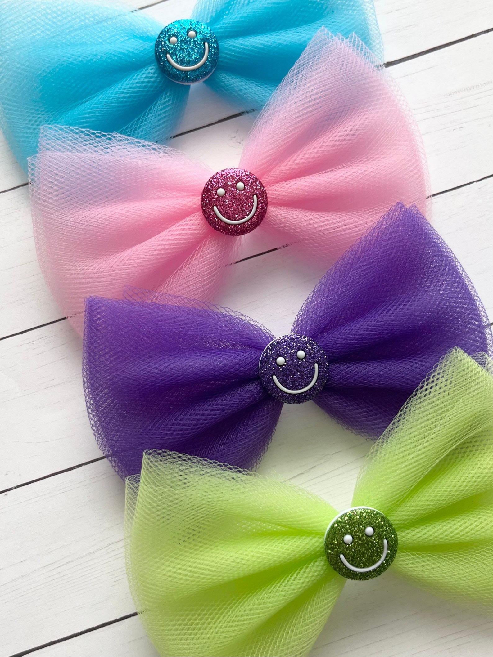 Smiley Face Tulle Hair Bow: 4" Alligator Clip - Etsy
