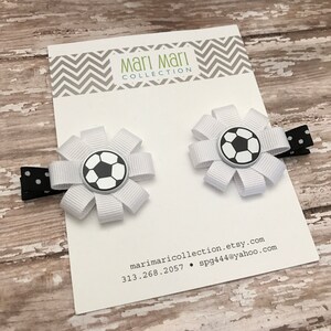 Soccer Hair Bow Hair Clip Set - Soccer Hair Bow Set - Girls Soccer Hair ...