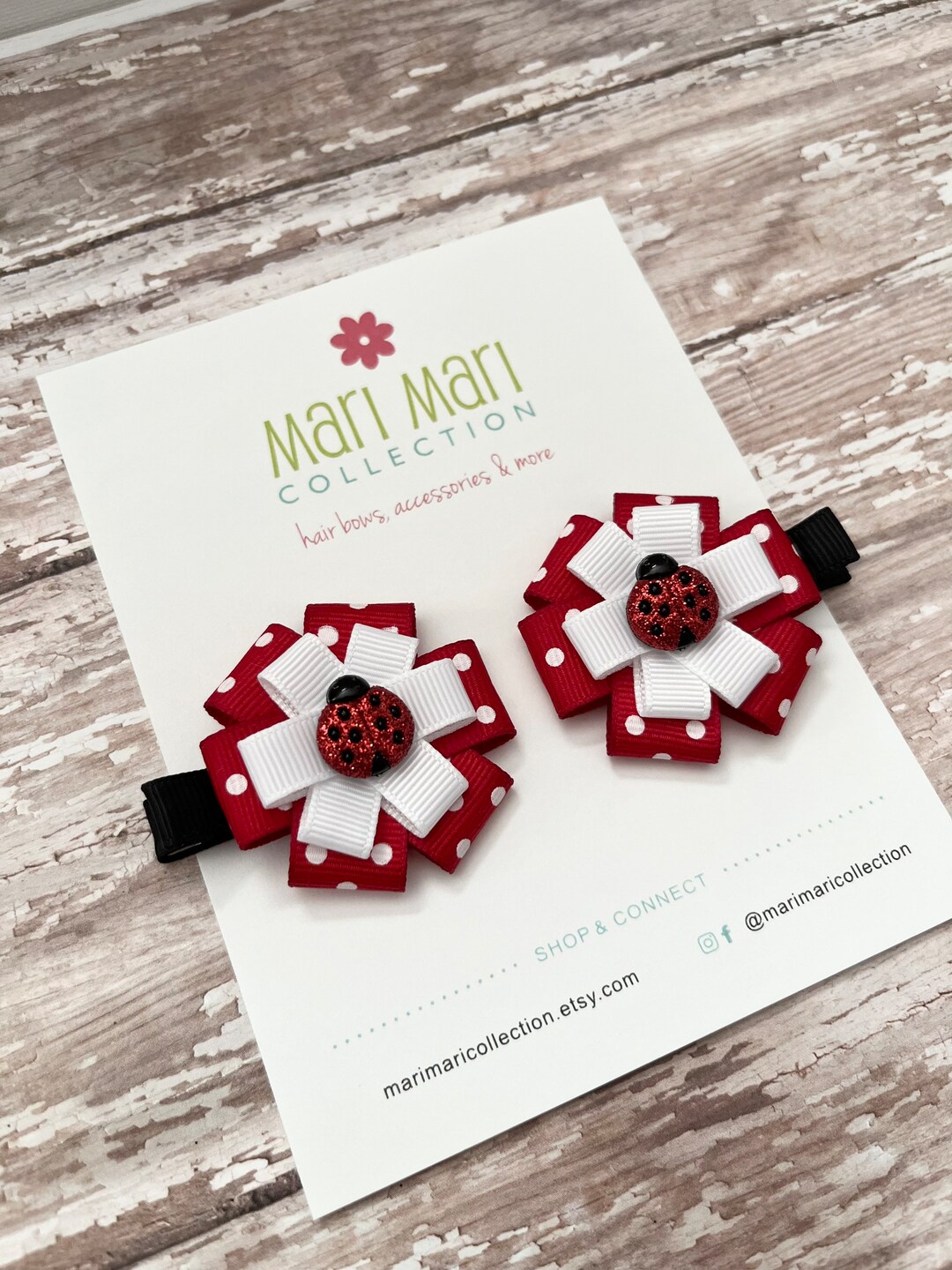 Ladybug Hair Bow Clip Set - Ladybug Hair Bow Set - Girls Ladybug Hair ...