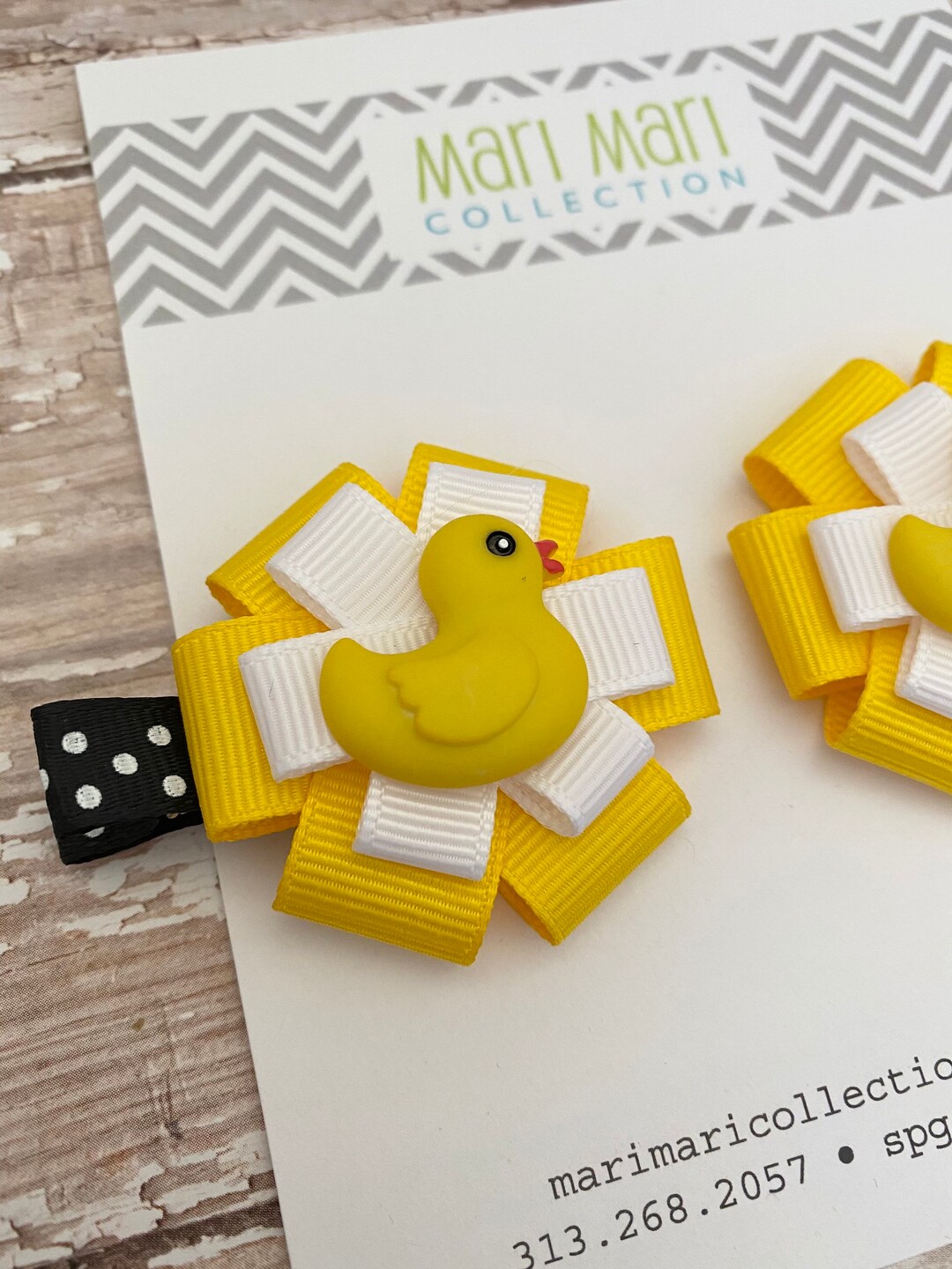 Rubber Duckie Hair Bow Clip Set - Rubber Duckie Hair Bow Set - Girls ...