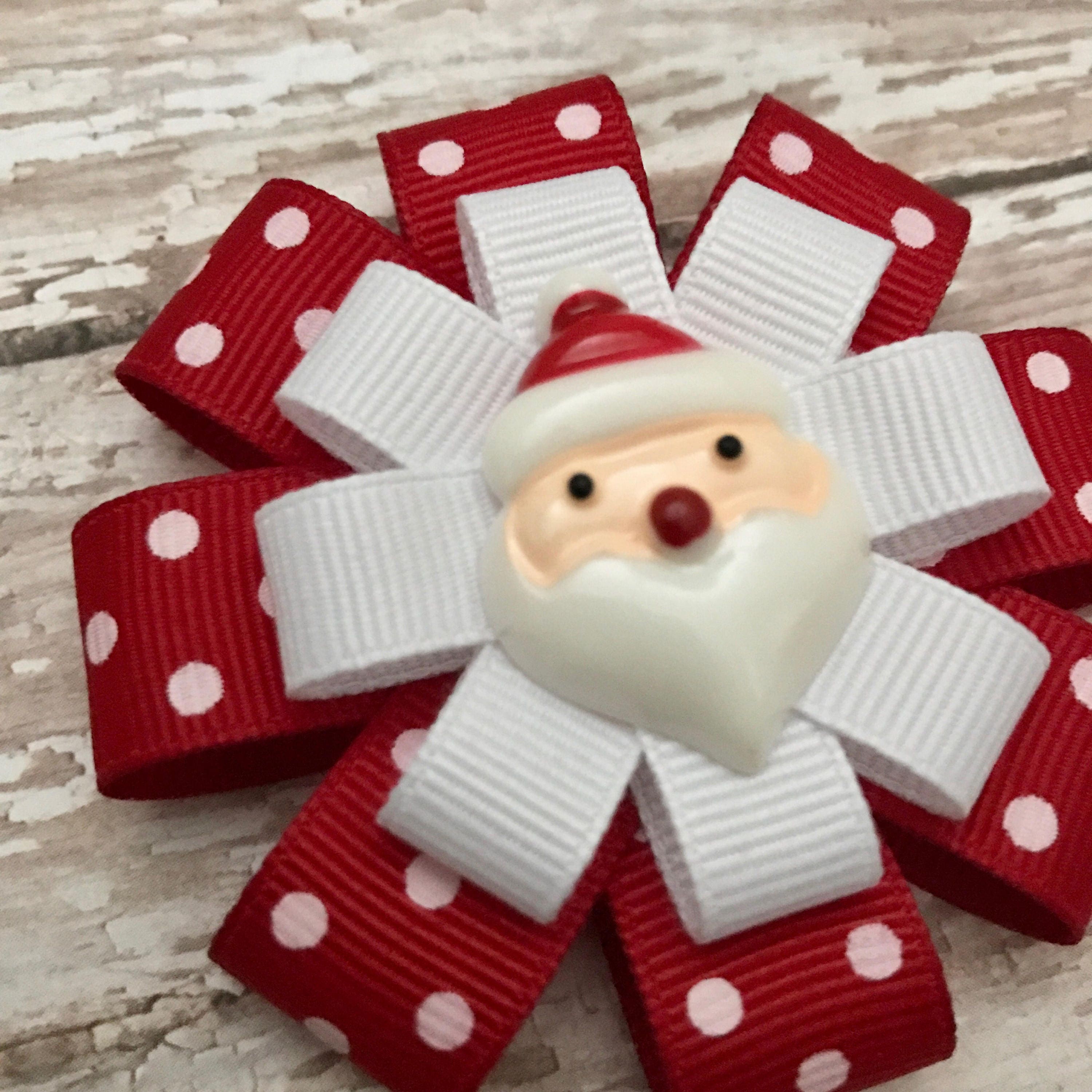 Christmas Santa Hair Bow Christmas Bows for Girls Santa | Etsy