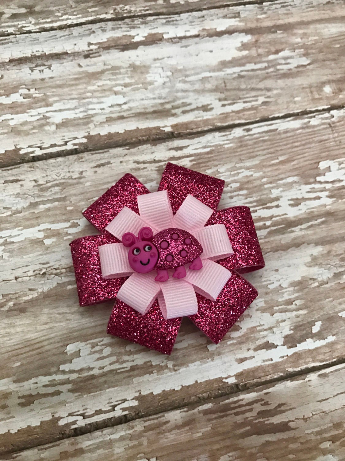 Ladybug Pink Glitter Hair Bow Pink Ladybug Hair Clip | Etsy