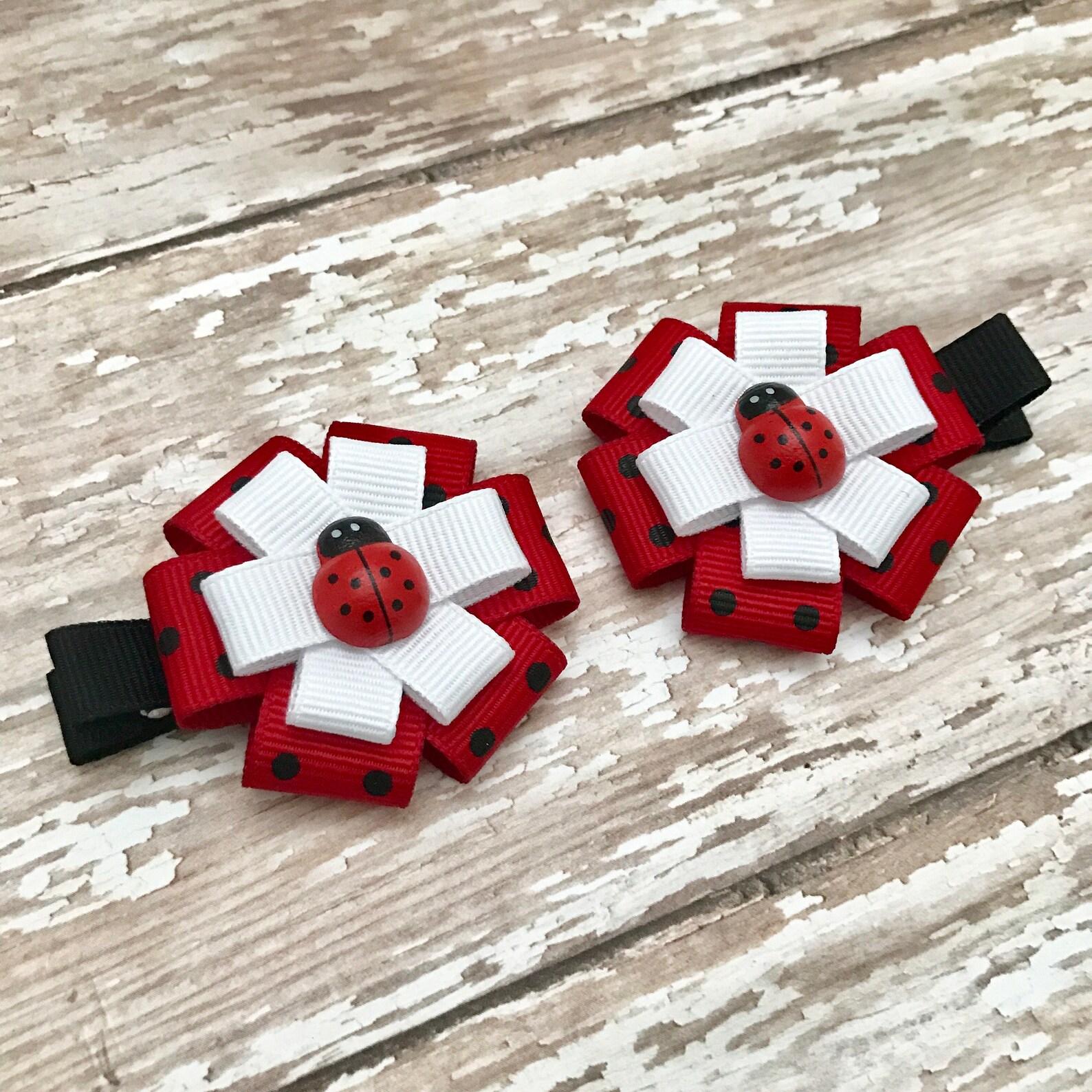 Ladybug Hair Bow Clip Set Ladybug Hair Bow Set Girls | Etsy