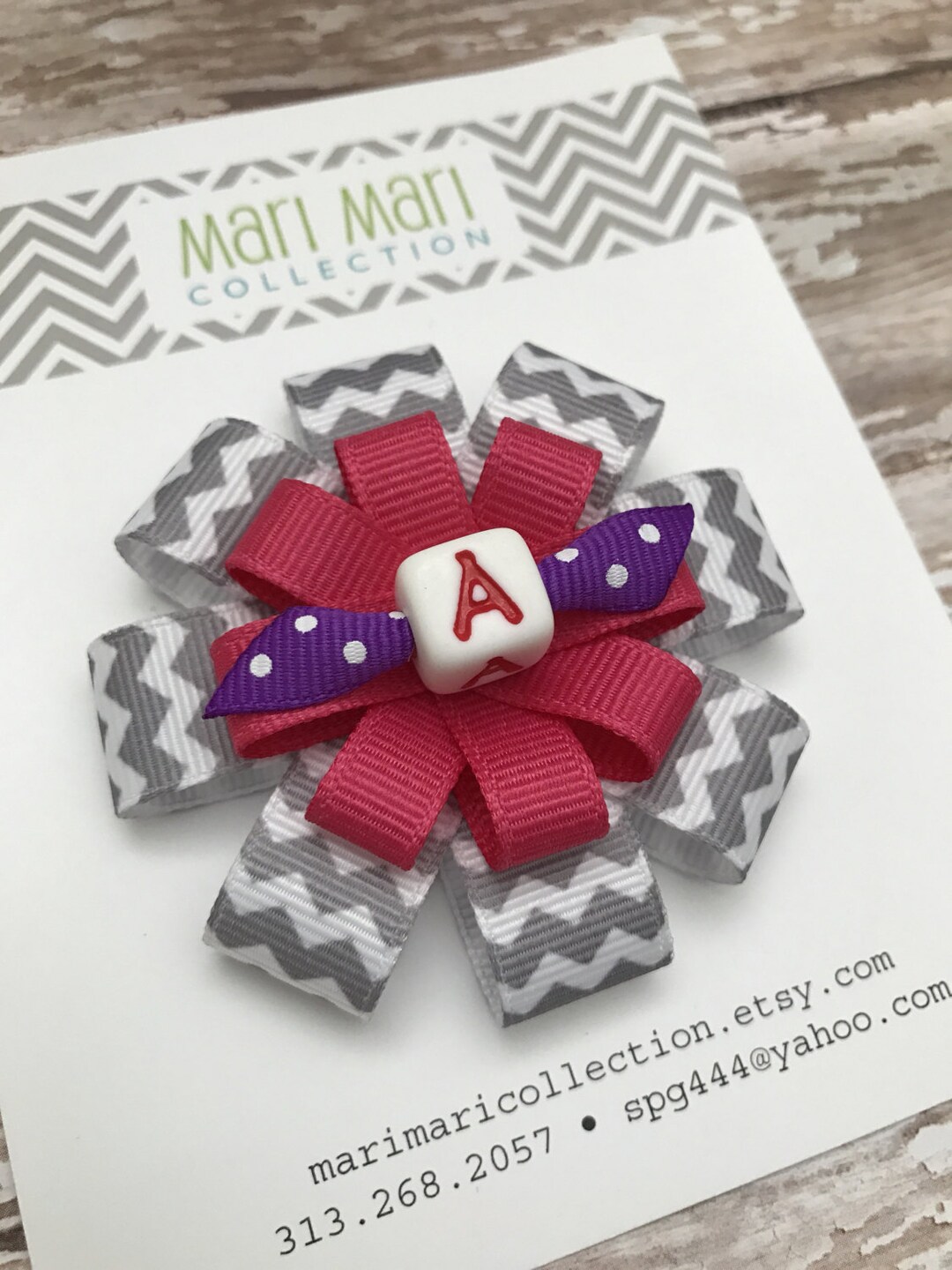 Personalized Chevron Hair Bow: Girls Initial Hair Clip - Etsy