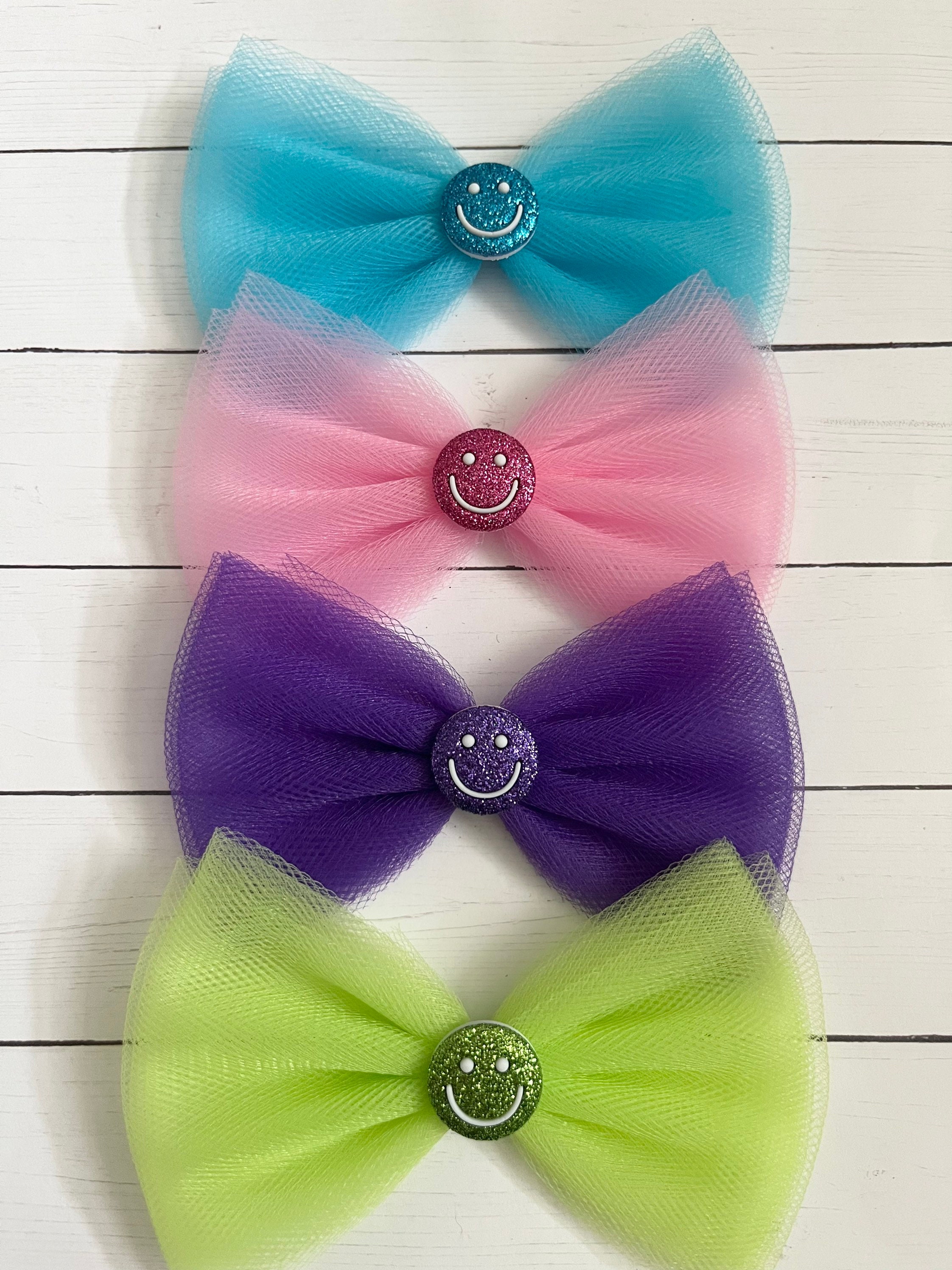 Smiley Face Tulle Hair Bow: 4" Alligator Clip - Etsy