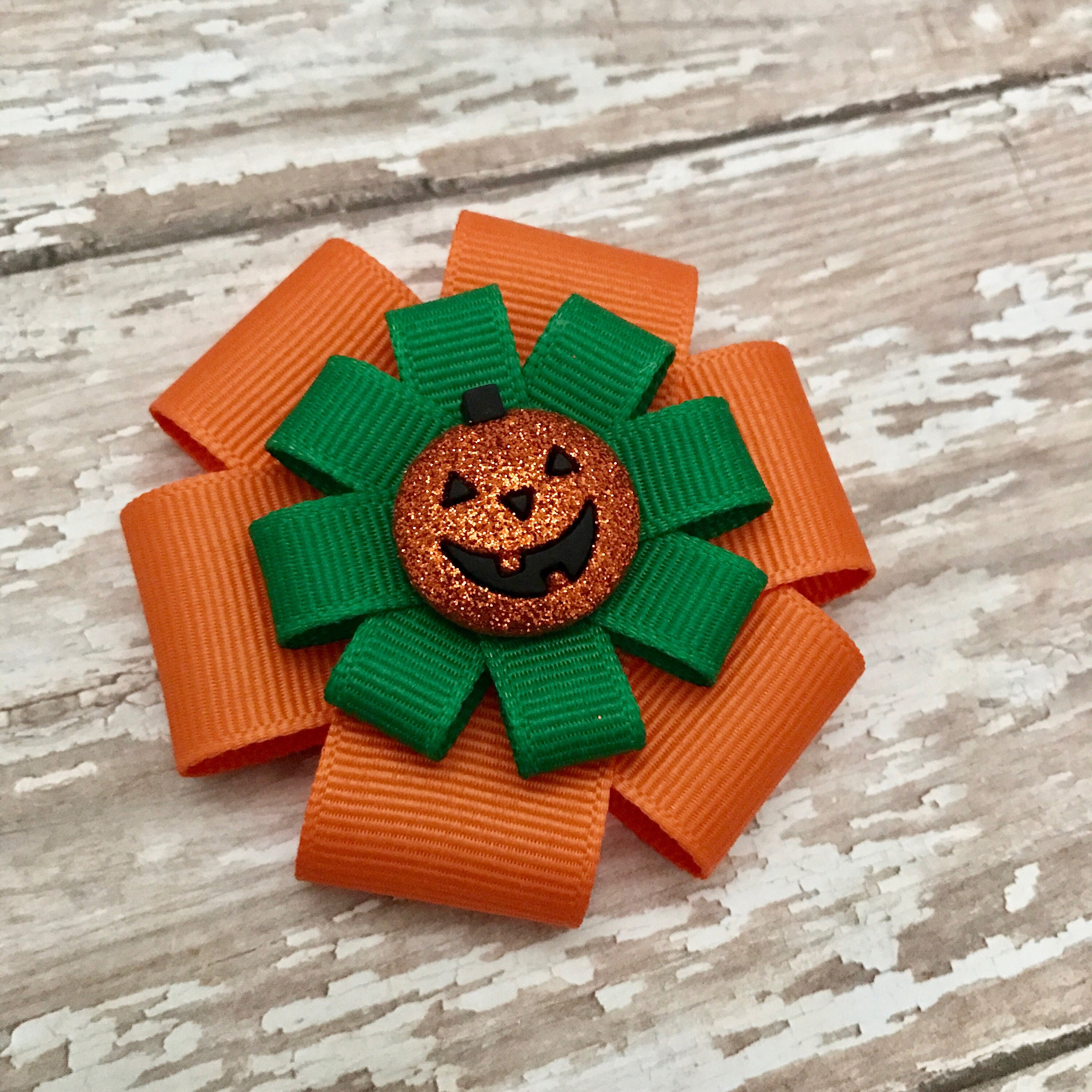 Glitter Pumpkin Hair Clip: Orange Halloween Hair Bow - Etsy