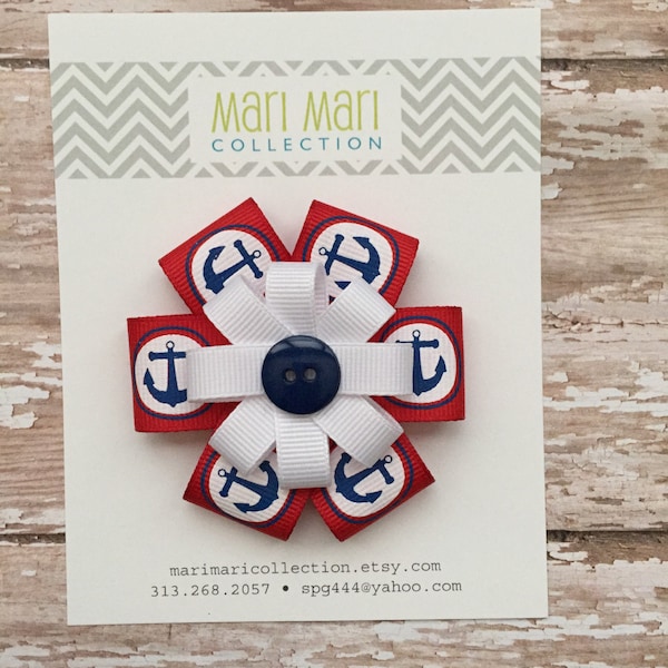 Nautical Hair Bow - Etsy