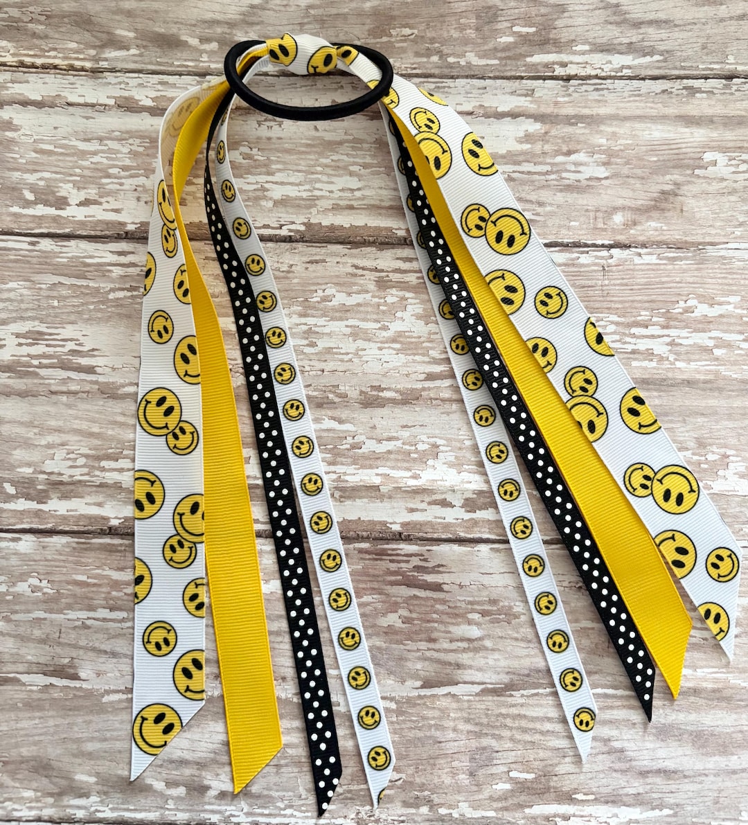 Smiley Face Hair Pony Ribbons Smile Emoji Hair Tie - Etsy