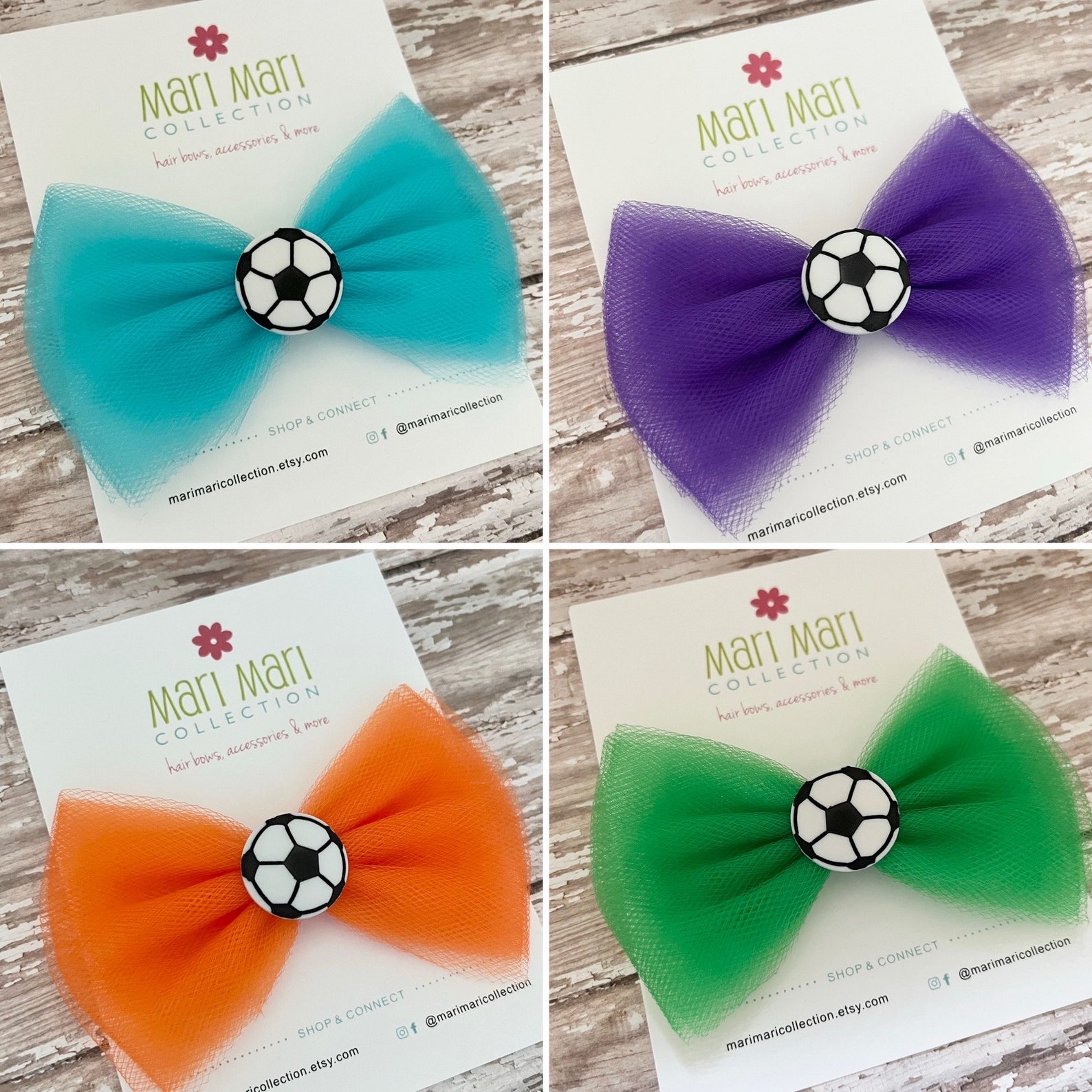 Soccer Tulle Hair Bow: 4-inch Girls Sports Bow - Etsy