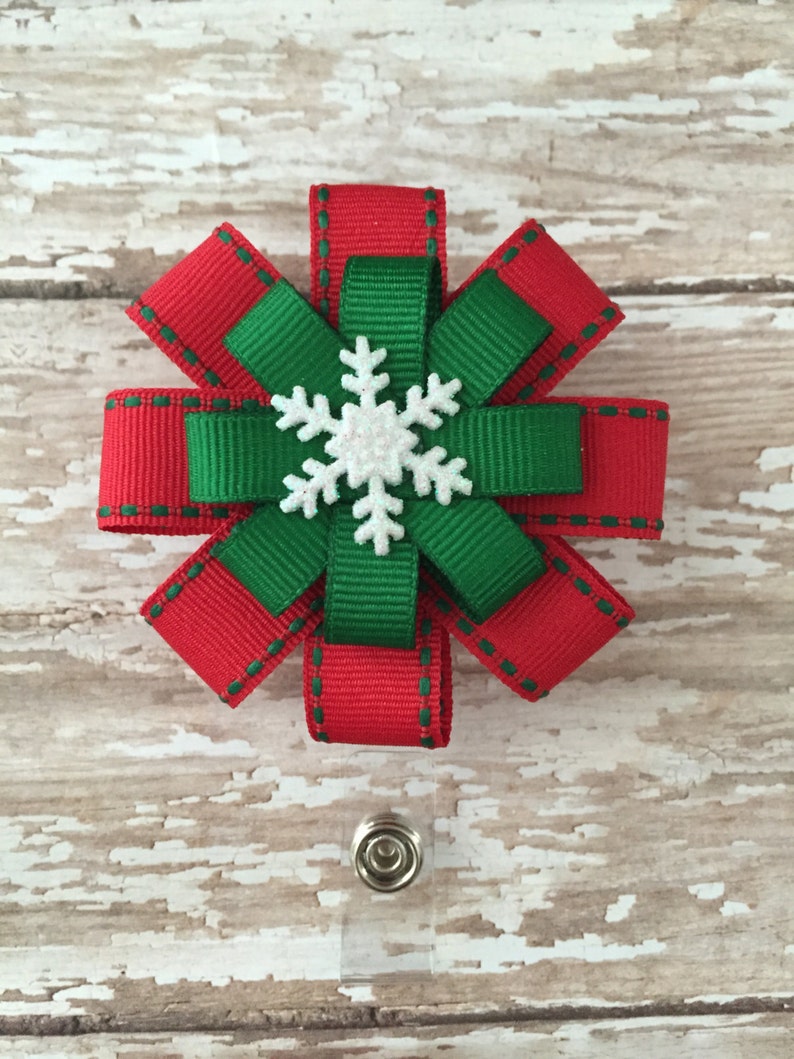 Christmas Snowflake Retractable Badge Reel: Nurse ID Holder - Etsy