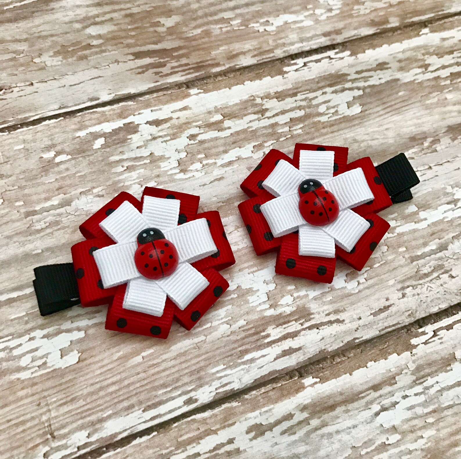 Ladybug Hair Bow Clip Set Ladybug Hair Bow Set Girls | Etsy