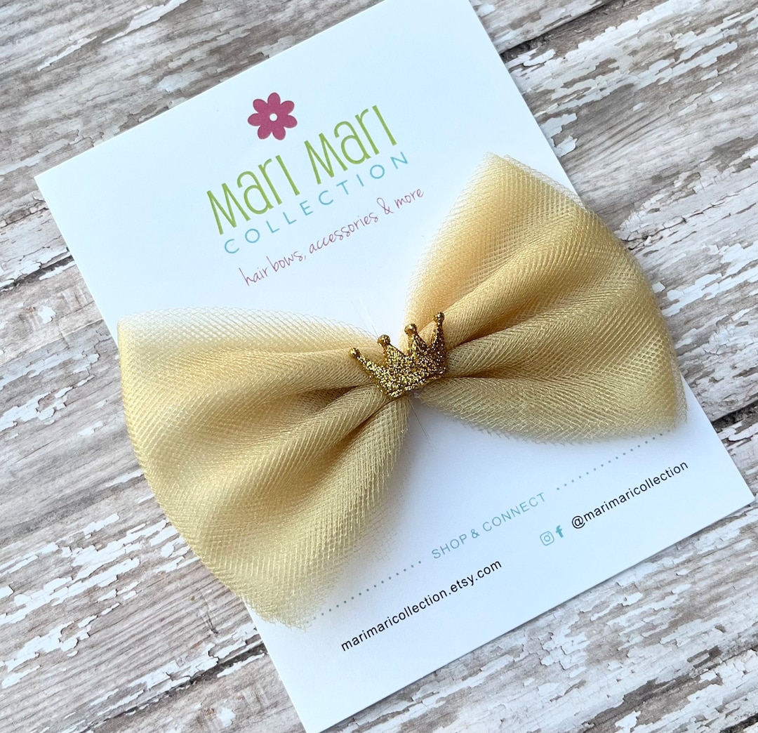 Gold Crown Hair Bow - Tiara Crown Hair Bow - Birthday Crown Hair Bow ...
