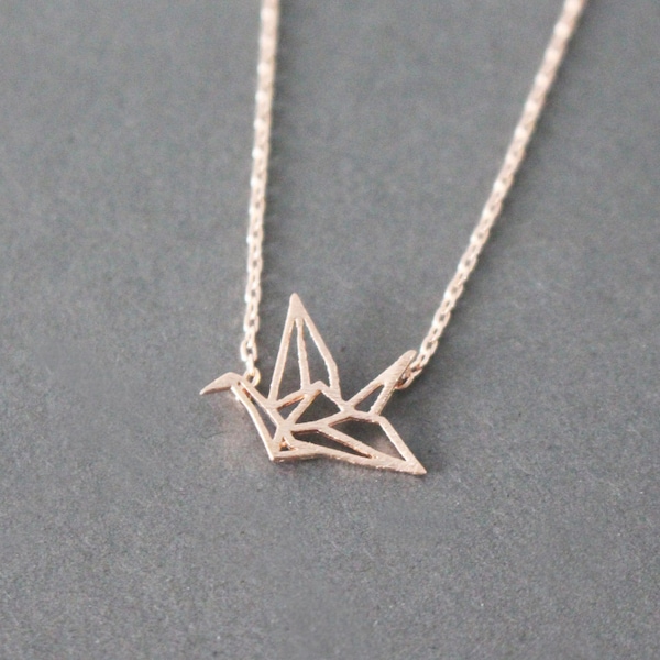 Gold Origami Crane Necklace - Etsy