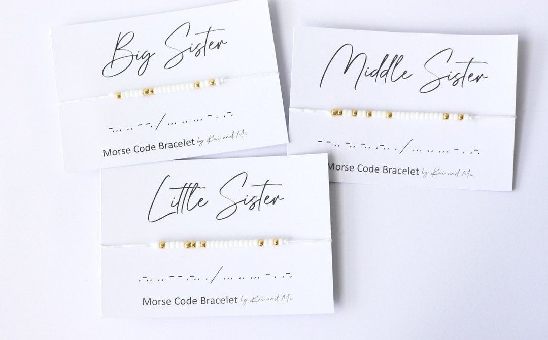 SET OF 3 Sisters Morse Code Bracelet, Little Sister, Middle Sister, Big ...