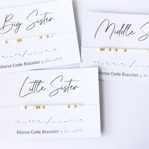 SET OF 3 Sisters Morse Code Bracelet, Little Sister, Middle Sister, Big ...