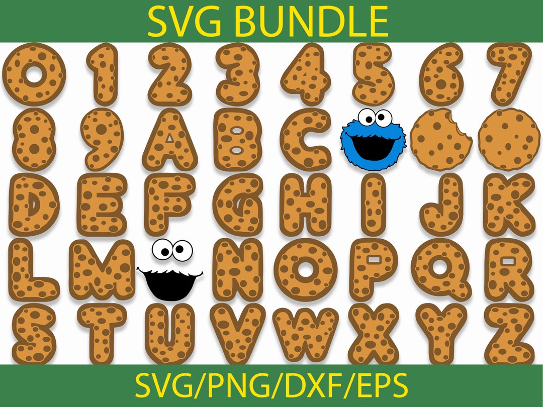 Cookies Alphabet Font SVG Chocolate Chip Cookies Number Letter Font ...