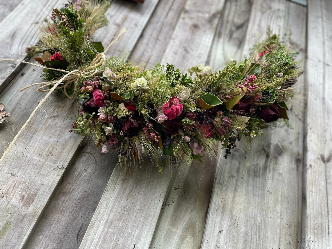 Handmade Dried Flower Swag, Unique, Spring Colors, Natural, Centerpiece ...
