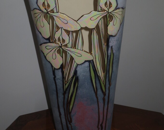 Vintage 80's Hand Carved and Hand Finished Ceramic 15 Inch Tall Vase ...