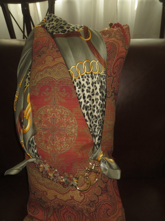 Rare Vintage Italian Scarf Adorned with cluster of Ge… - Gem