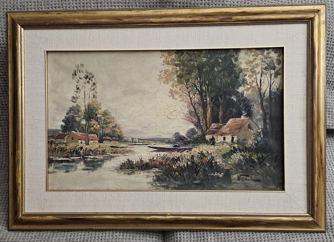 Antique 1800's 19 Th Century Landscape Country Scene Barbizon Oil ...