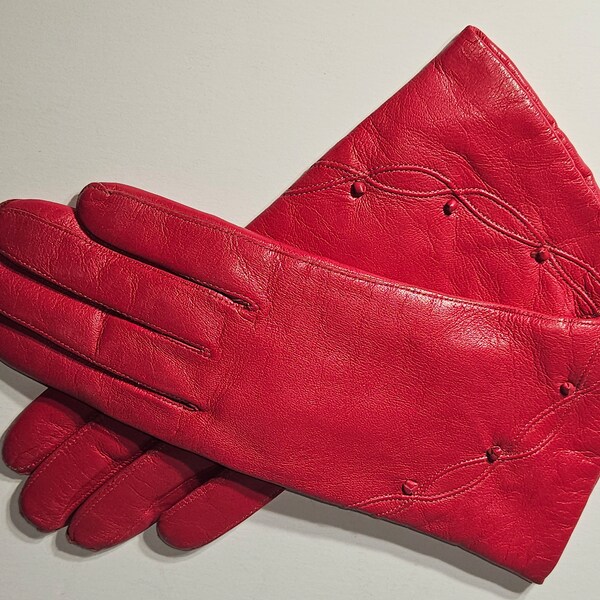 Red Leather Gloves - Etsy