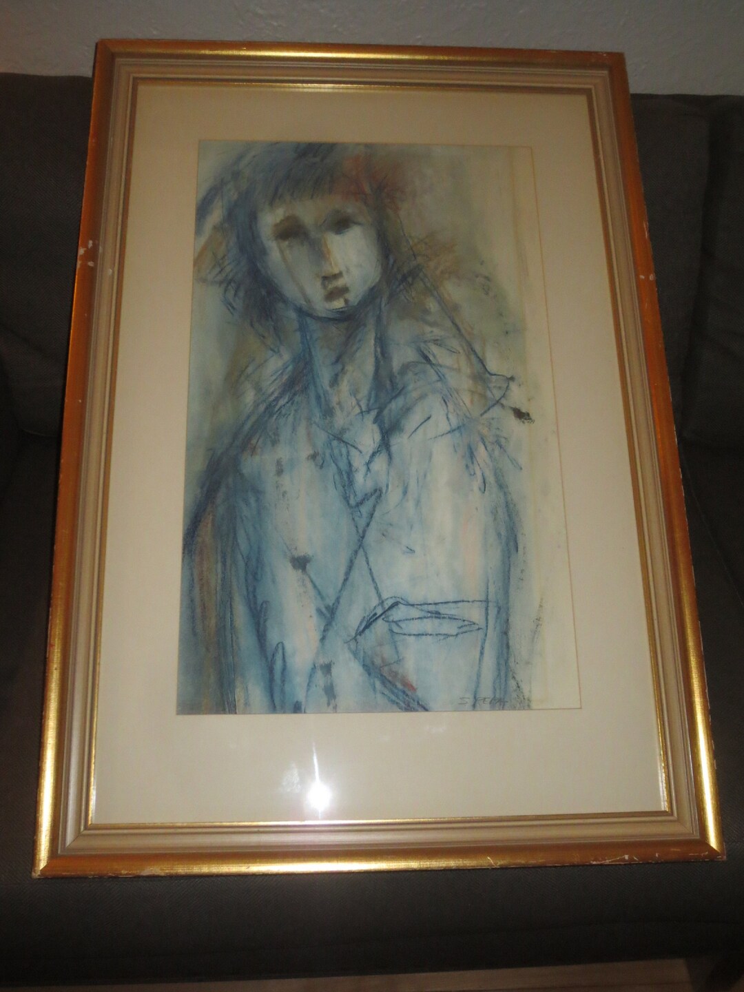 Vintage Artist Signed S.repa Pastel and Acrylic Female Personnage ...