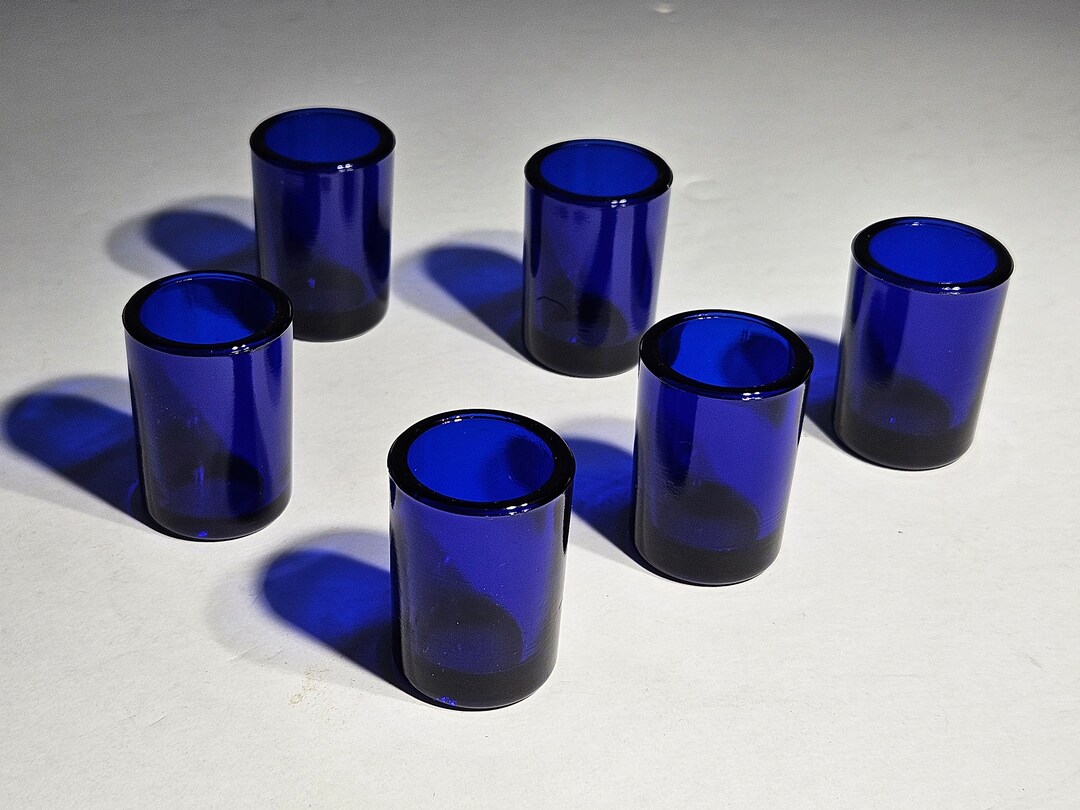 Vintage Set of 6 Cobalt Blue Salt Cellar Replacement Inserts Cylinder ...