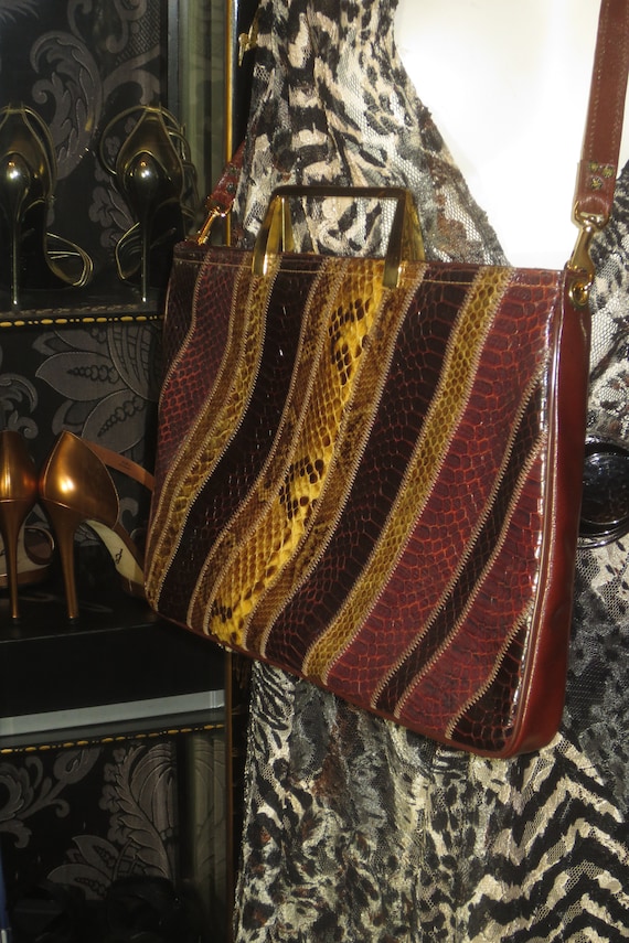 Vintage Varon Top Handle Shoulder Strap Snakeskin Han… - Gem
