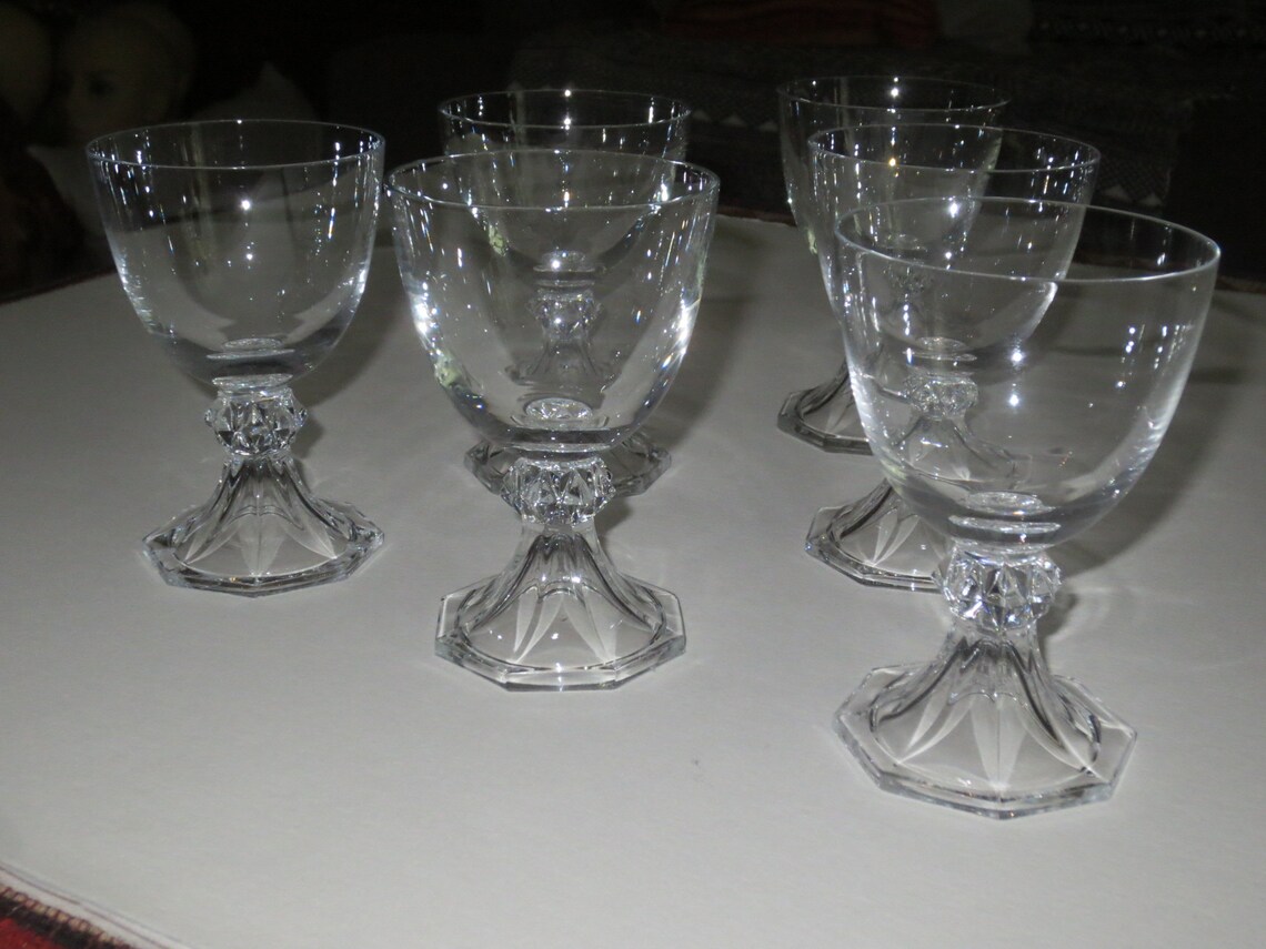 Vintage Set of 6 Val Saint Lambert Pattern Yale Plain | Etsy