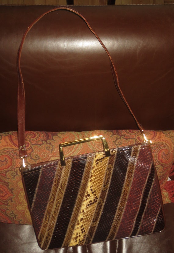 Vintage Varon Top Handle Shoulder Strap Snakeskin Han… - Gem