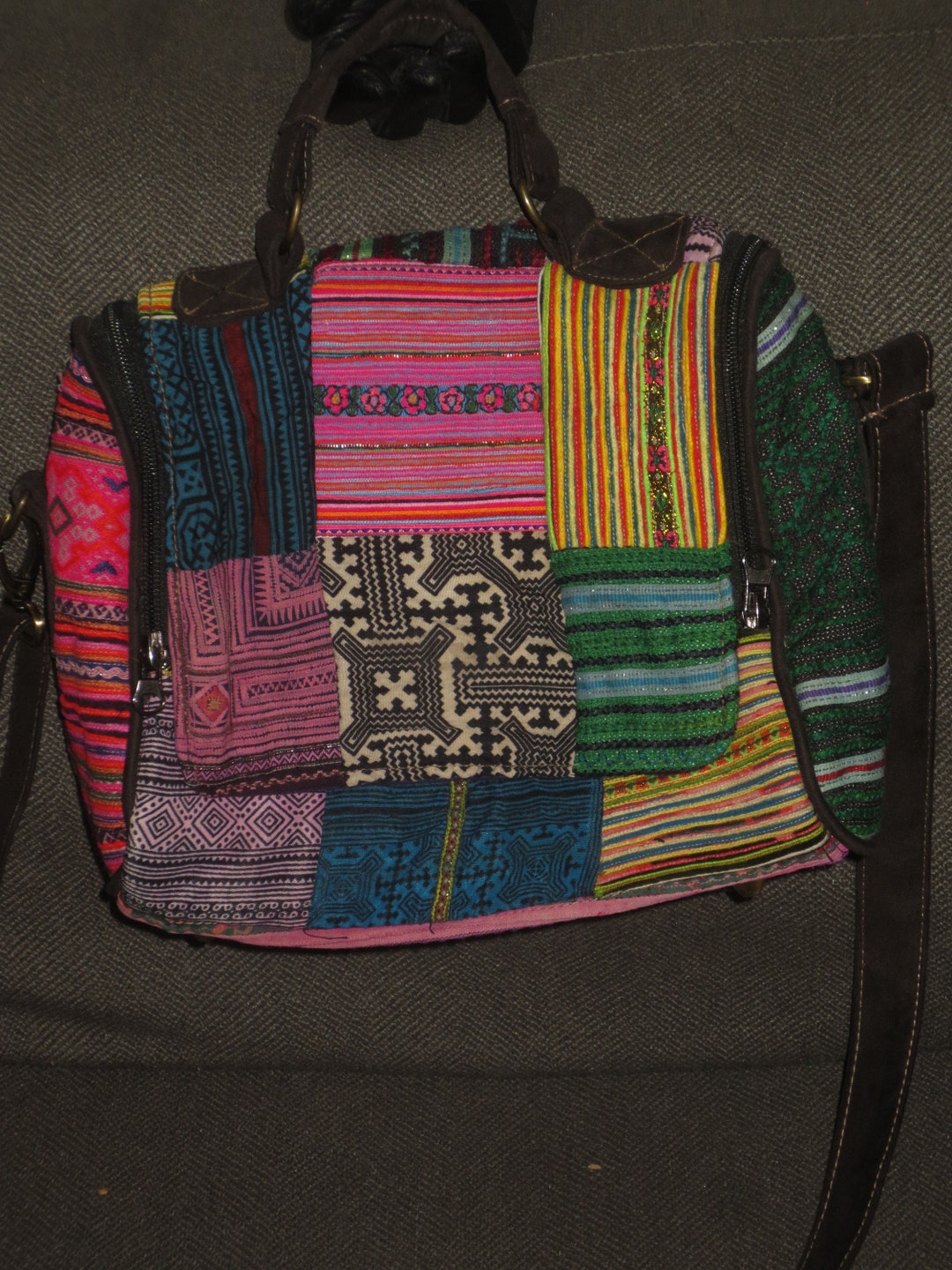 Vintage Bohemian Hippy Gypsy Style Fabric Shoulder Bag With Handle Grip ...