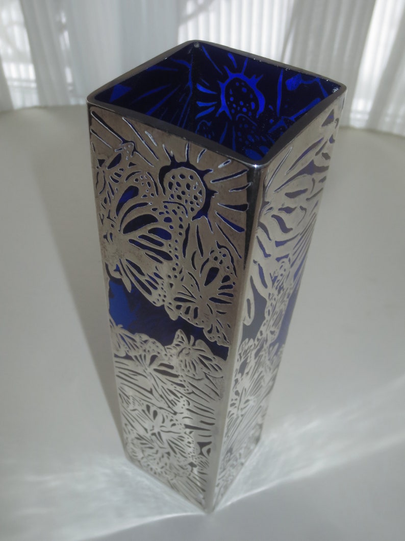Vintage Cobalt Blue Art Glass Vase Signed Jaeger Sample - Etsy