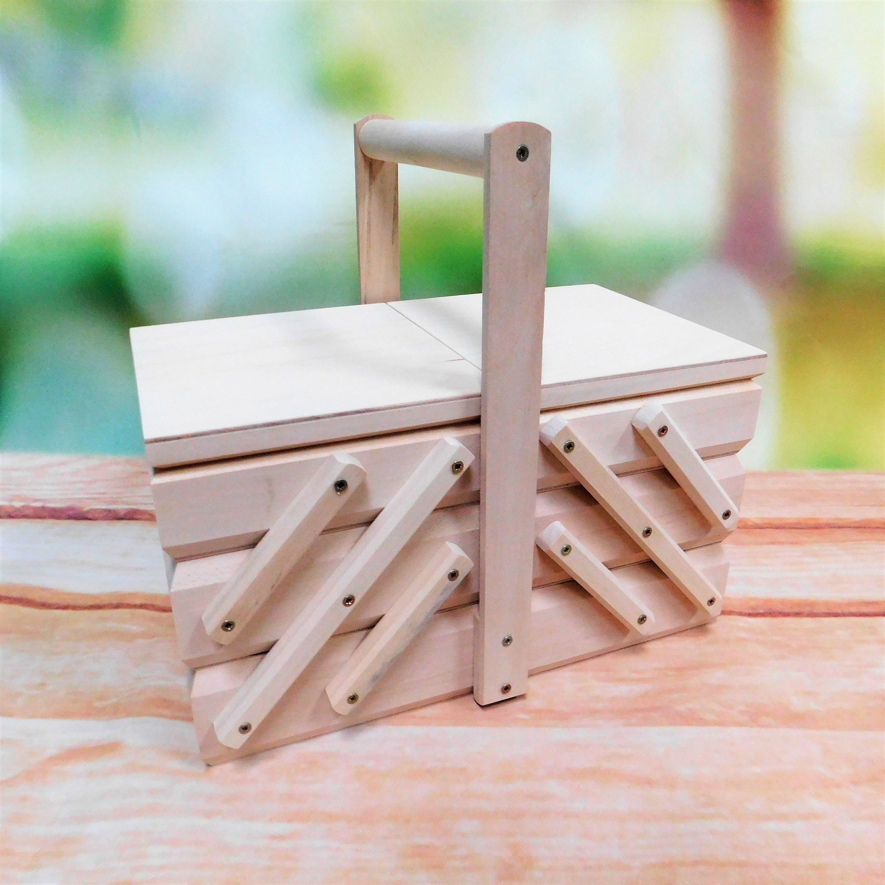 Wooden Reclinable Thread Box Natural Wood Sewing Box With 5 - Etsy UK