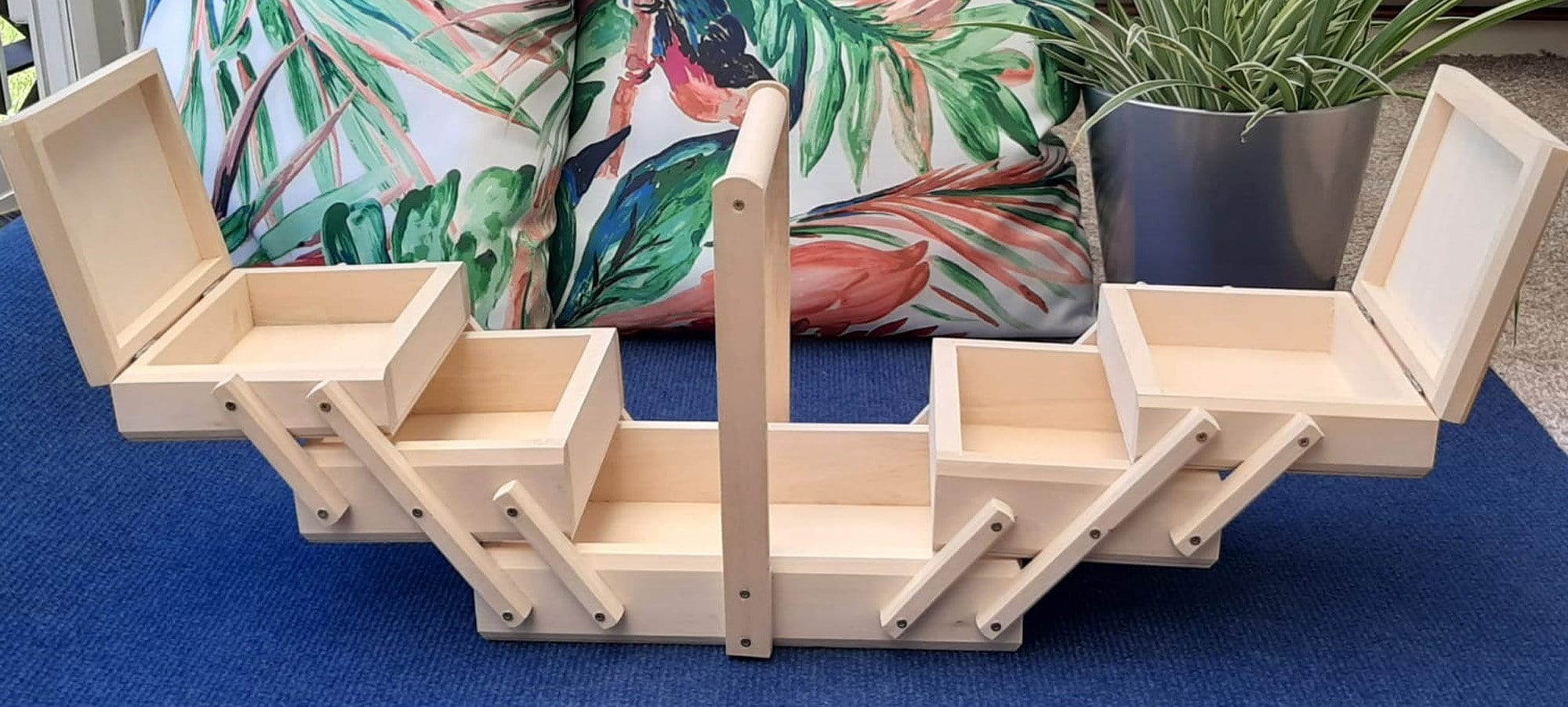 Wooden Reclinable Thread Box Natural Wood Sewing Box With 5 - Etsy UK