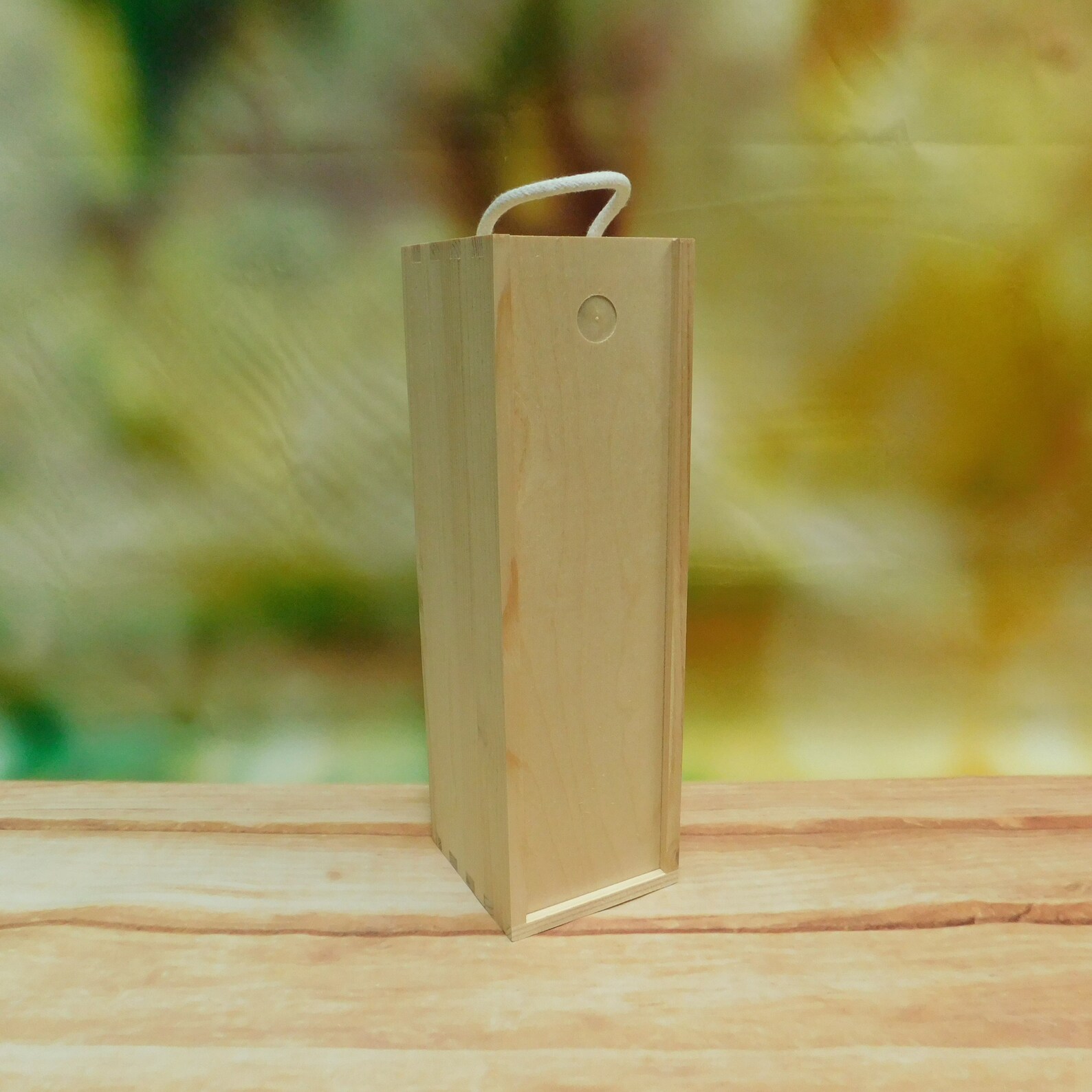 Blank Unpainted Natural Wooden Wine Box With Sliding Lid and Rope ...