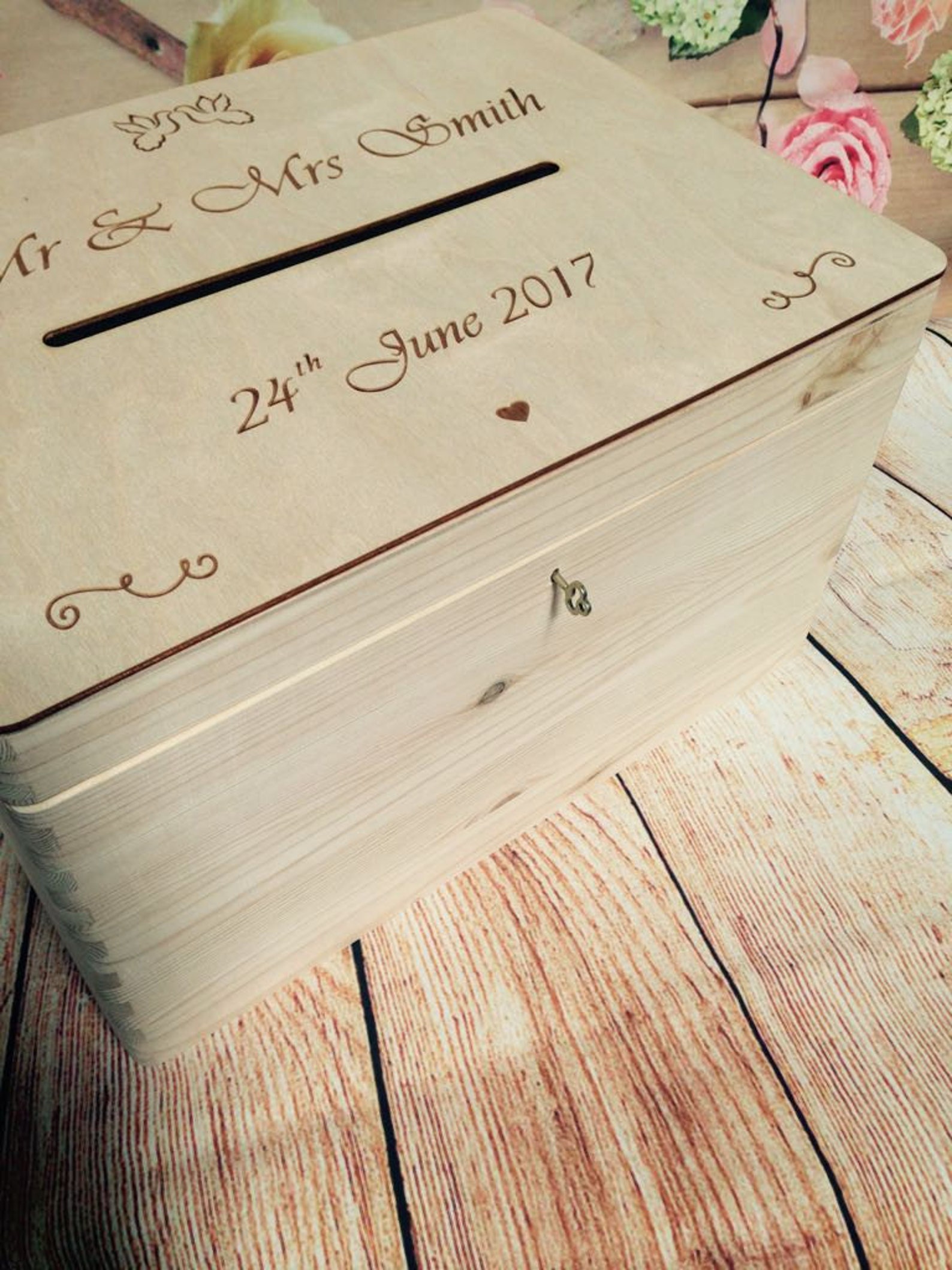 Lockable Wedding Guests Wish Post Box With a Key Wooden With - Etsy UK