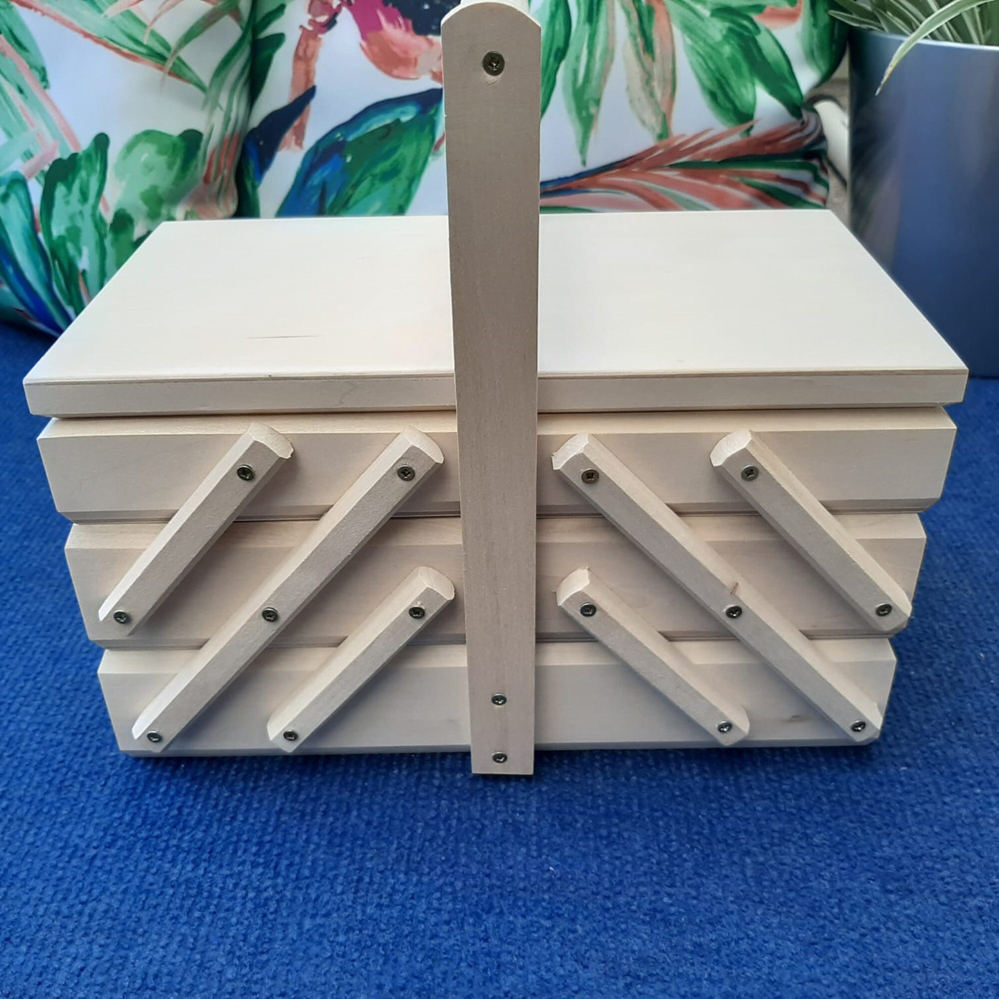 Wooden Reclinable Thread Box Natural Wood Sewing Box With 5 - Etsy UK