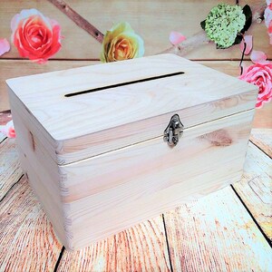 Lockable Natural Wooden Box wedding Guests Wish Post Box With Slot ...