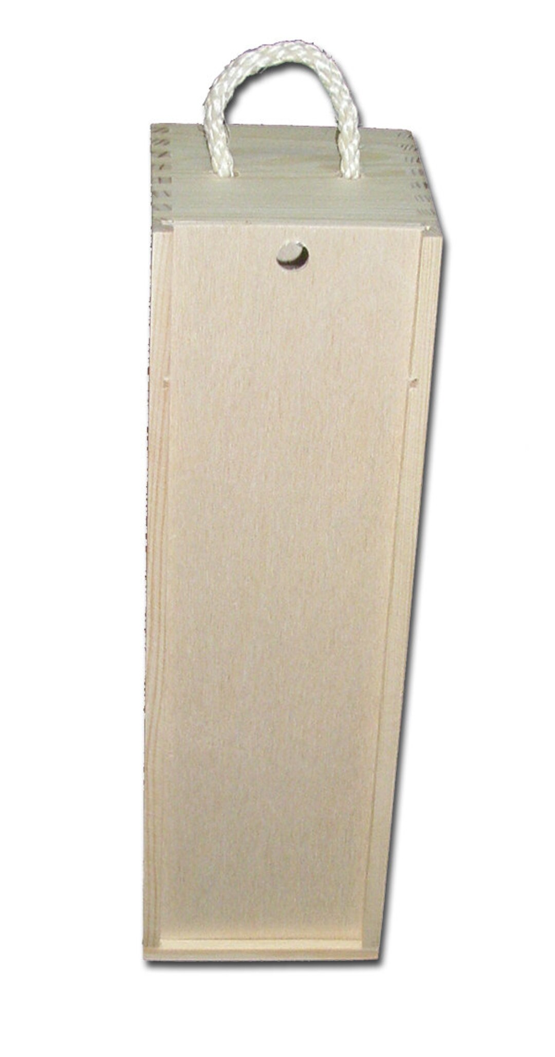 Blank Unpainted Natural Wooden Wine Box With Sliding Lid and Rope ...