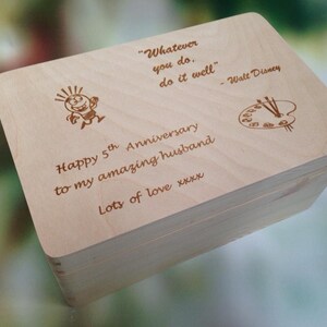 Personalised Wooden Art and Craft Box Bespoke Natural Wood Keepsake ...
