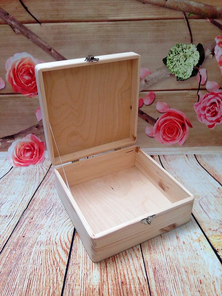 Unpainted Natural Wooden Box With Lid Decorative Silver - Etsy UK