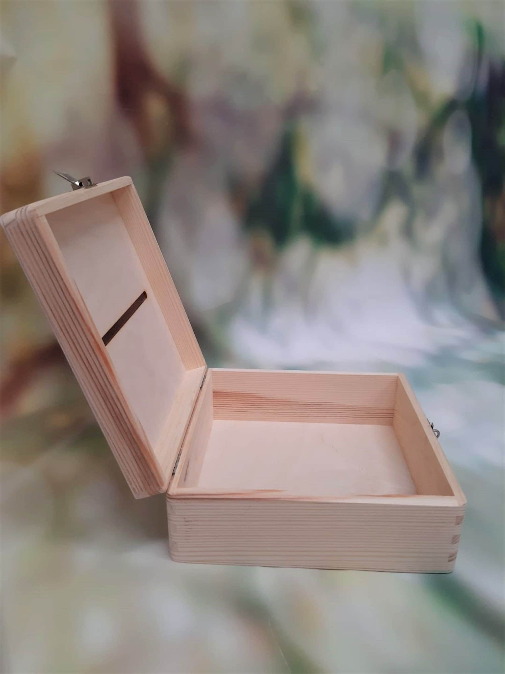 Wooden Box With a Padlock Clasp Wooden Case With Slot Money - Etsy UK