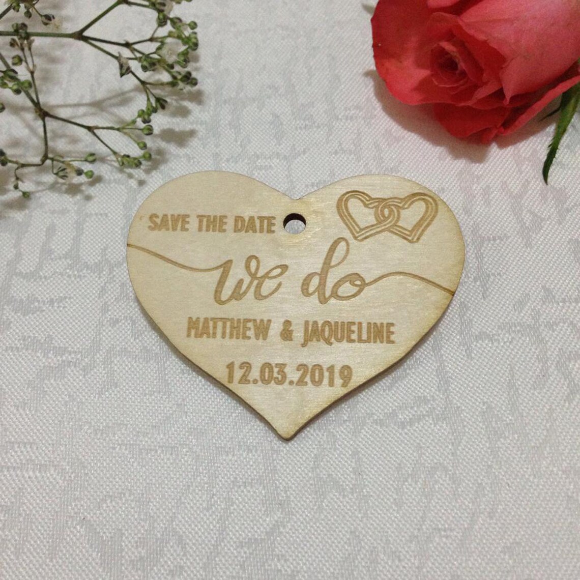 Personalised Wooden Heart-save the Date Magnet Templates We | Etsy UK