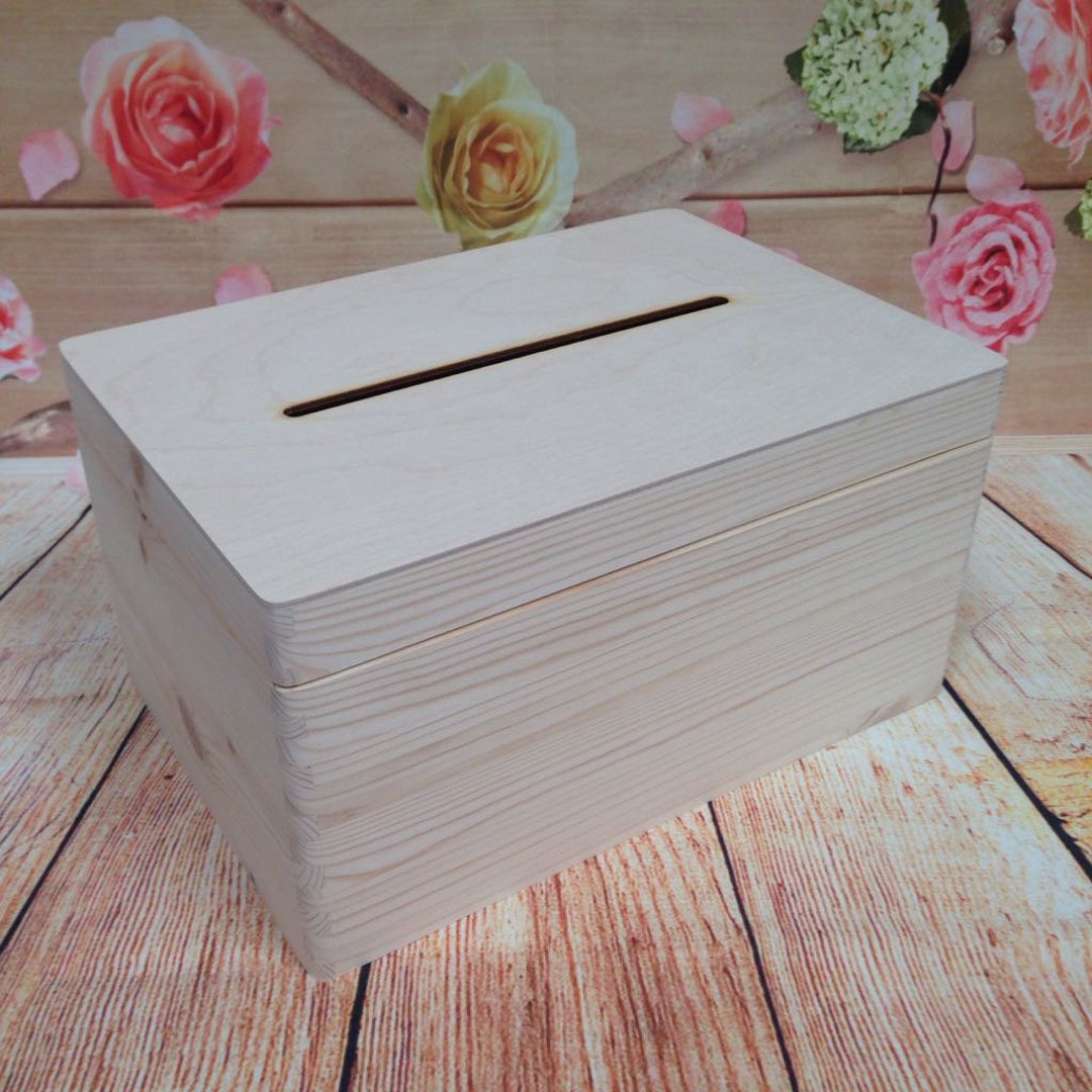 Large Lockable Natural Wooden Box Wedding Guests Post Box with Slot ...