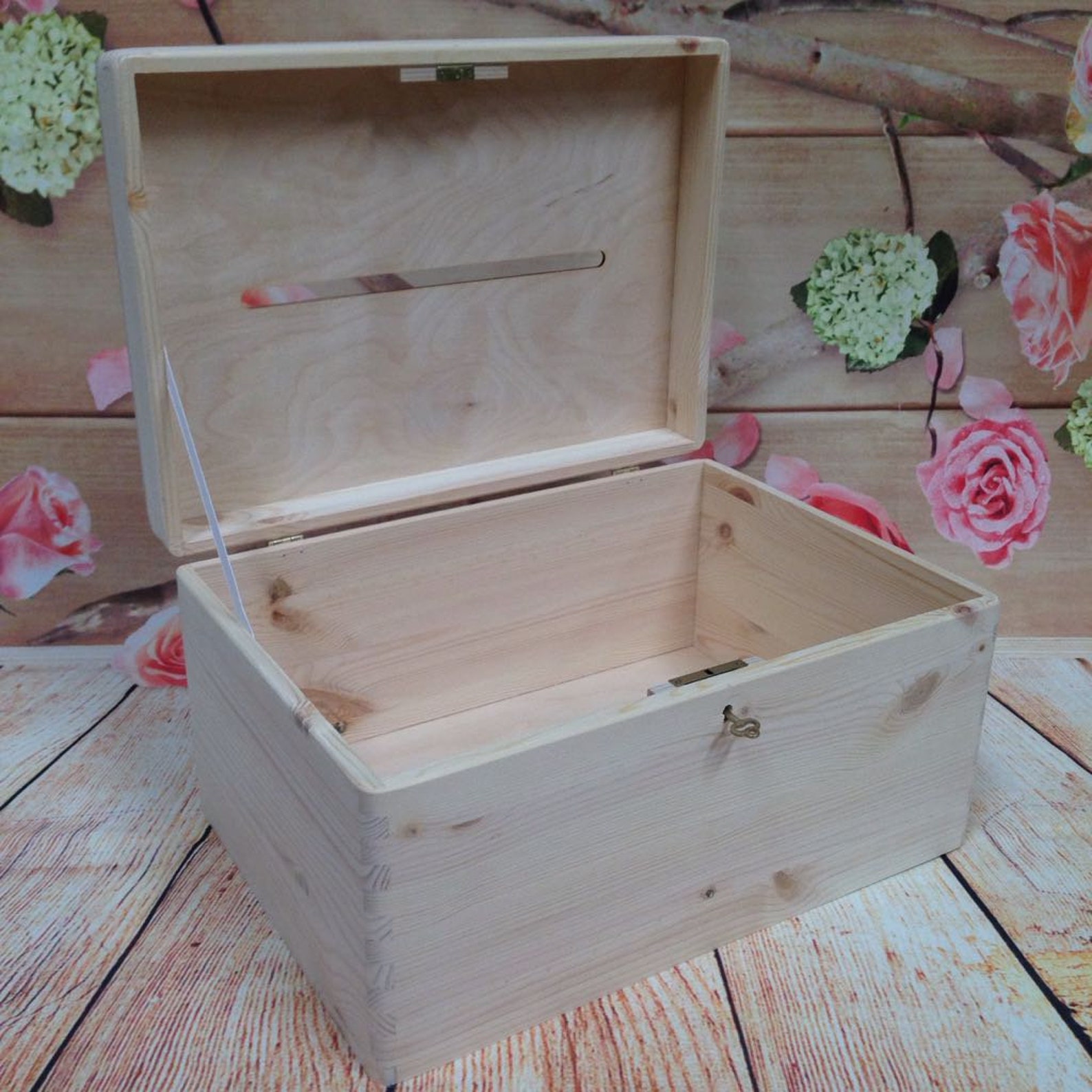 Lockable Natural Wooden Box wedding Guests Wish Post Box With - Etsy UK