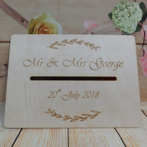 Lockable Wedding Guests Wish Post Box With Wreath Wooden With Slot ...