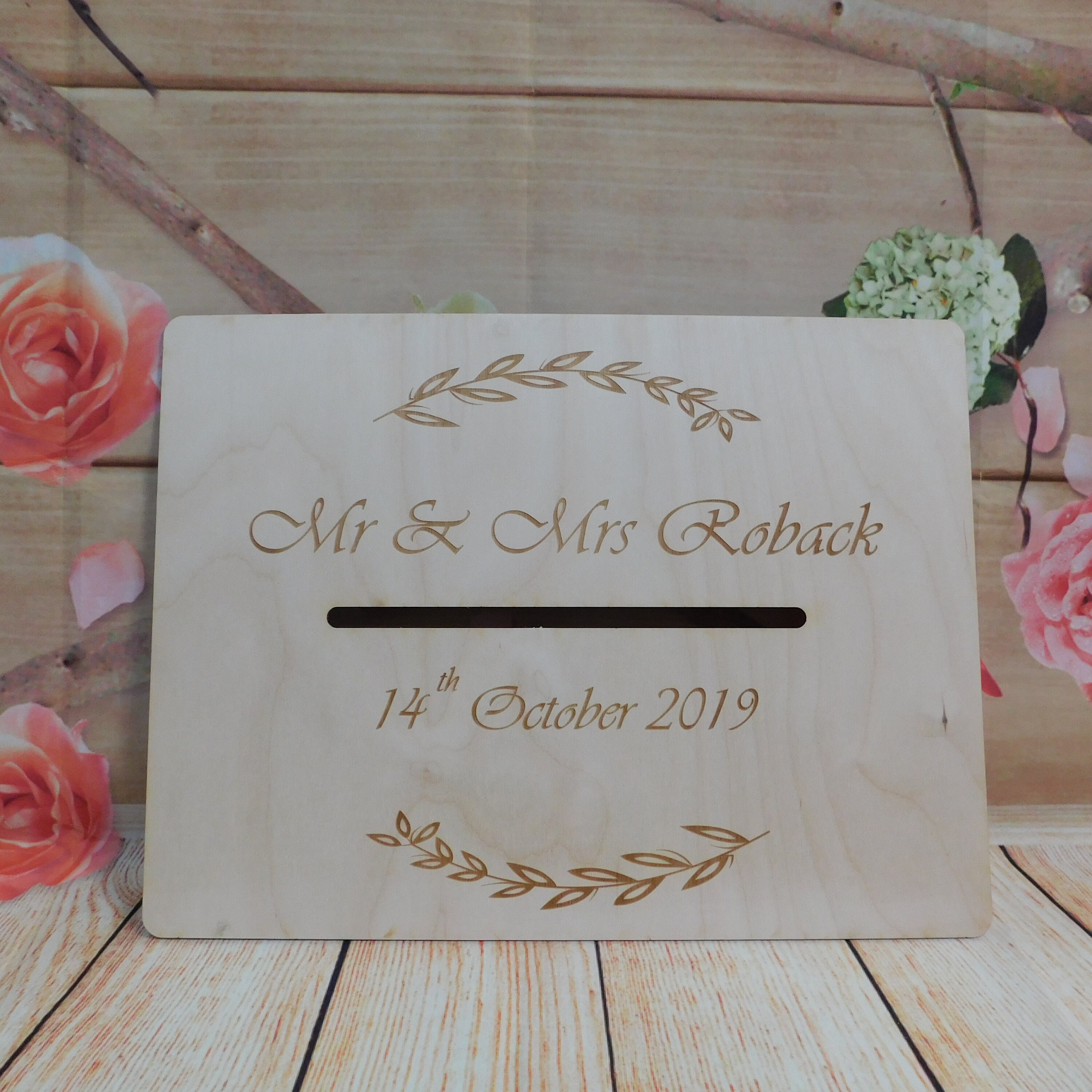 Lockable Wedding Guests Wish Post Box With Wreath Wooden With | Etsy UK