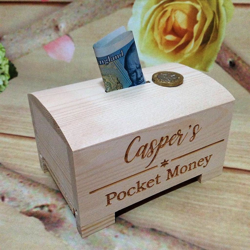 Pocket Money Fund Money Box With Message personalised Wooden - Etsy UK