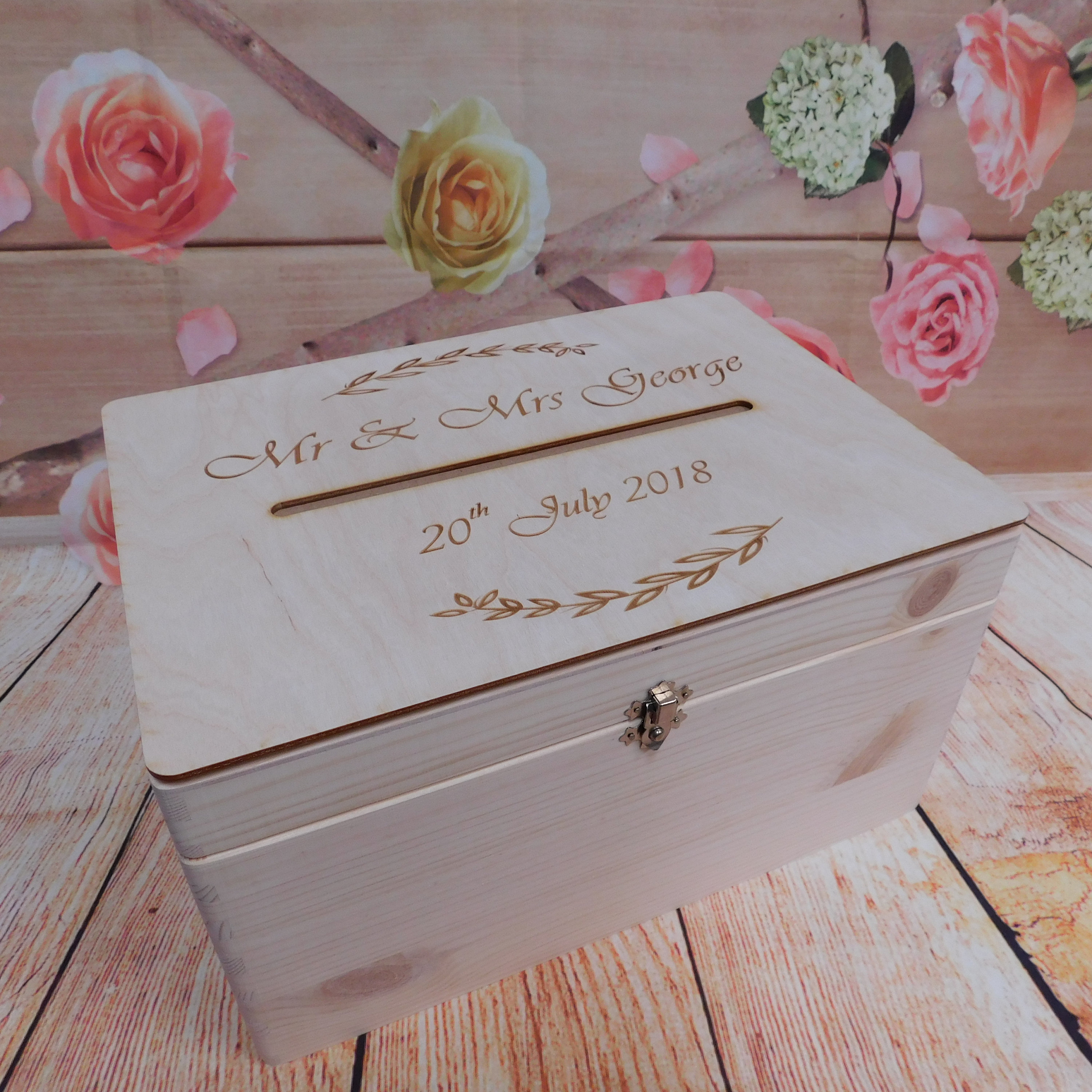 Lockable Wedding Guests Wish Post Box With Wreath Wooden With | Etsy UK